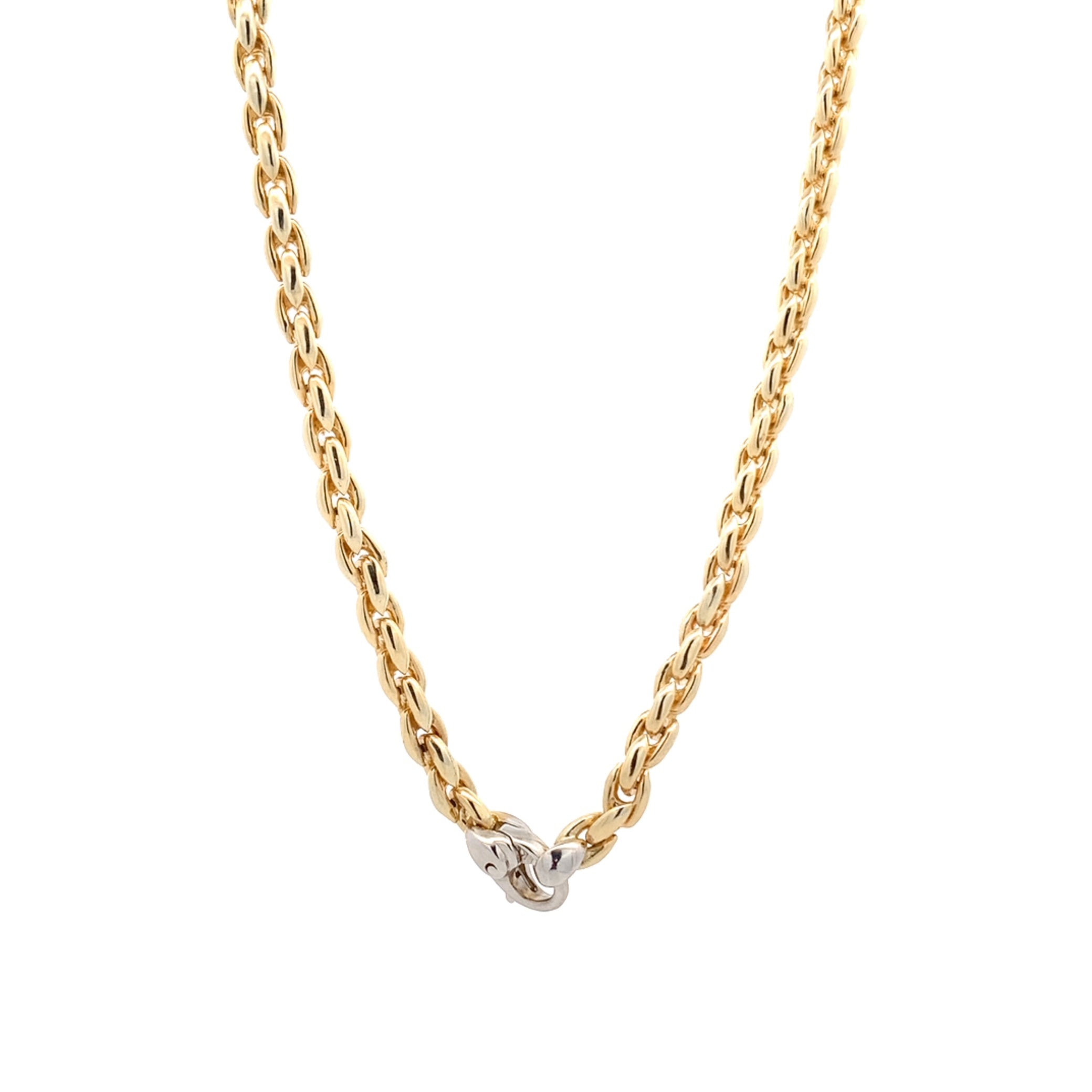 Puffed Link Trace Chain in Yellow Gold with White Gold Clasp – The ...